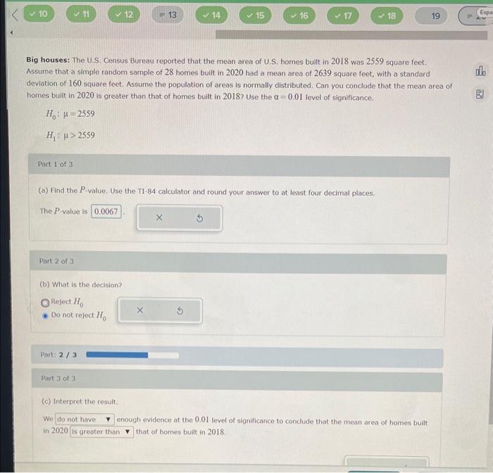 Solved Big houses: The U.S. Census Bureau reported that the | Chegg.com