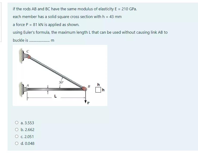 Solved if the rods AB and BC have the same modulus of | Chegg.com