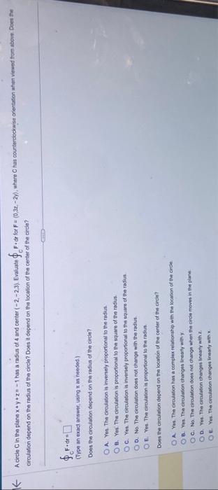 Solved circulation depend on the radius of the circle? Does | Chegg.com