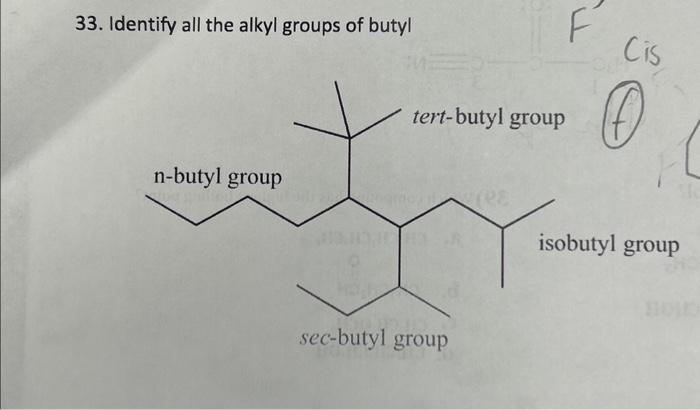 Solved 33. Identify all the alkyl groups of butyl | Chegg.com