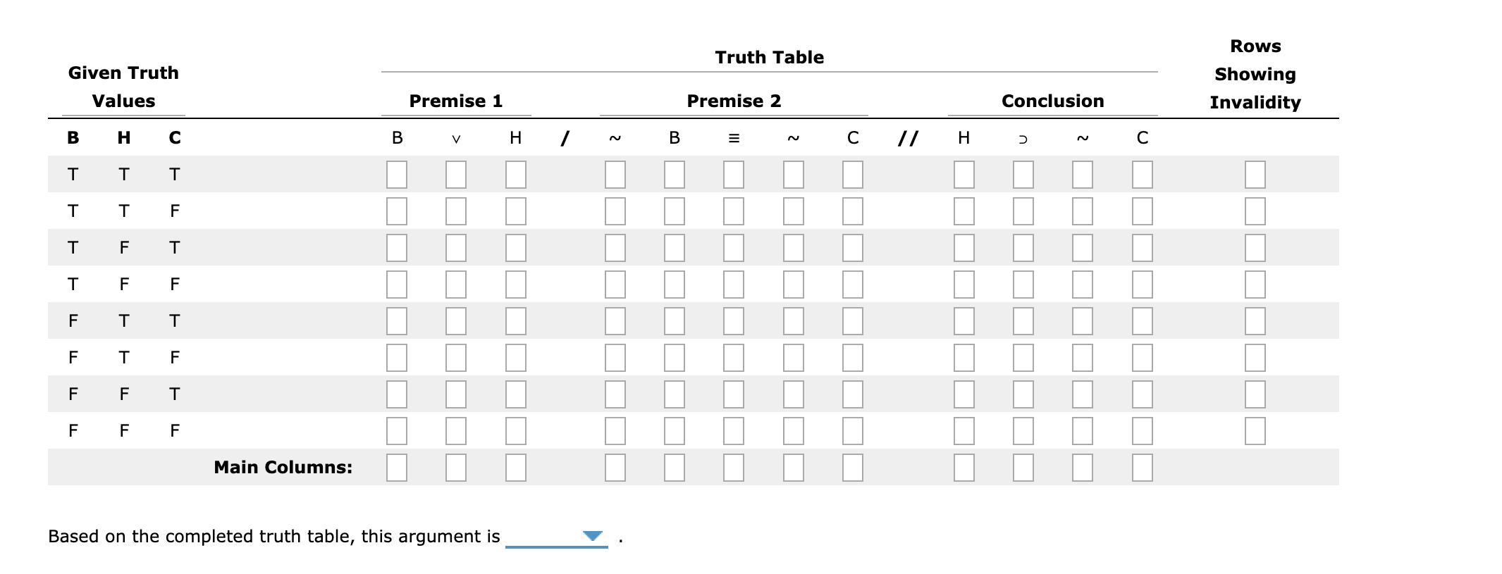 Solved 1.Fill in the truth table by entering T or F in the | Chegg.com