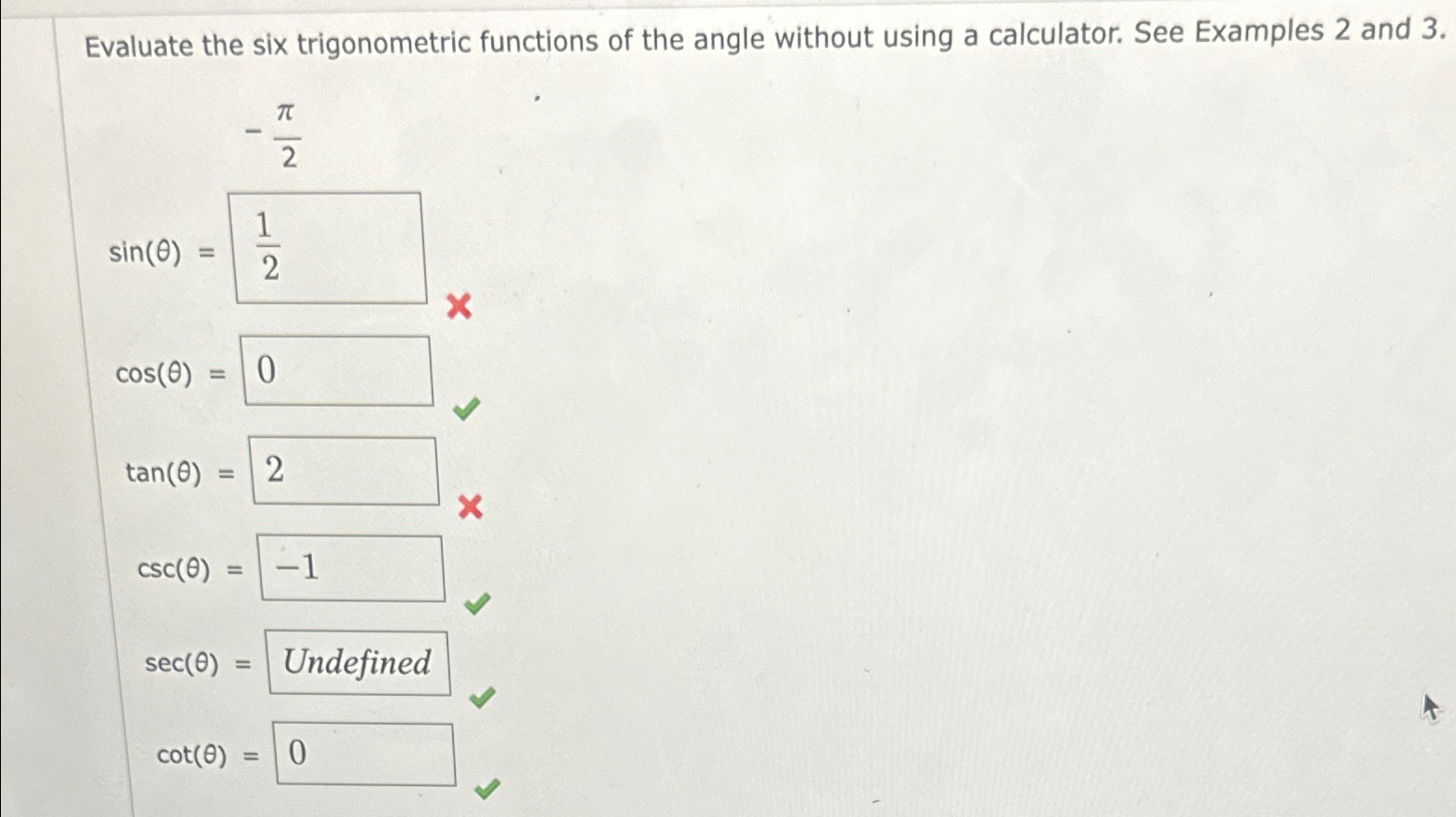 Solved Evaluate the six trigonometric functions of the angle | Chegg.com