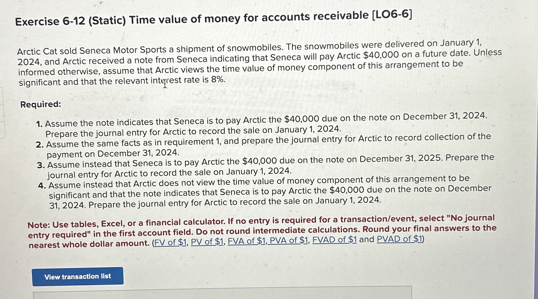 Exercise 6-12 (Static) ﻿Time value of money for | Chegg.com