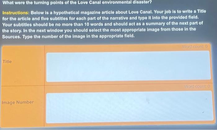 What were the turning points of the Love Canal | Chegg.com