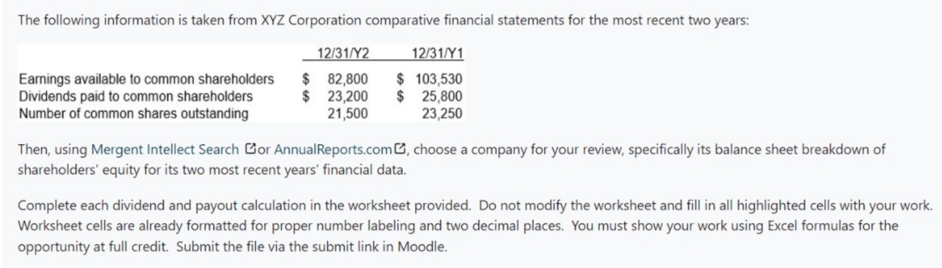 Solved The following information is taken from XYZ | Chegg.com