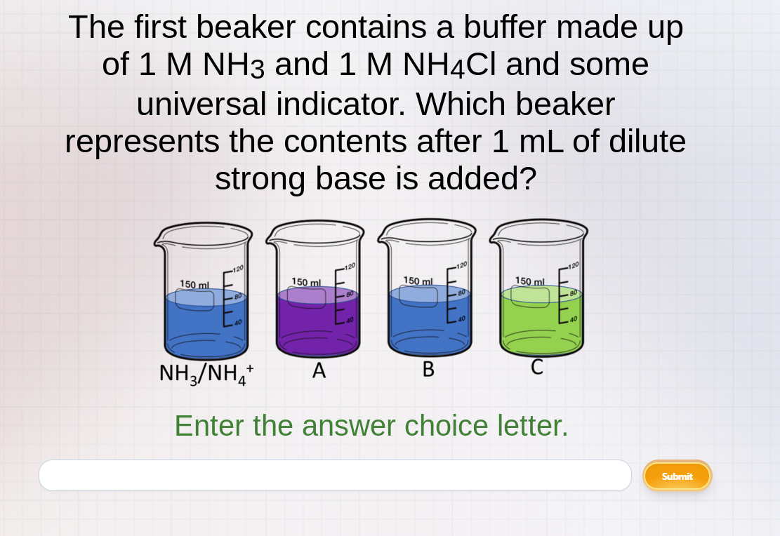 Solved The first beaker contains a buffer made up of | Chegg.com
