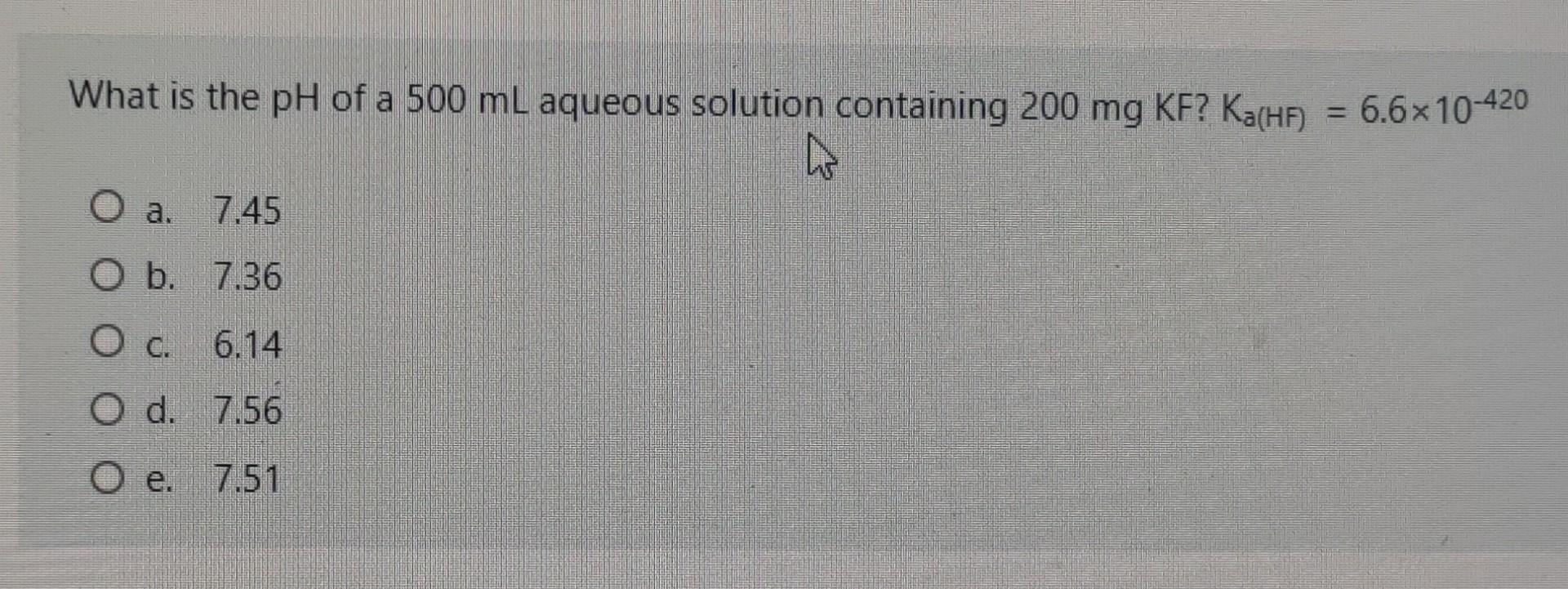 Solved What is the pH of a 500 mL aqueous solution | Chegg.com