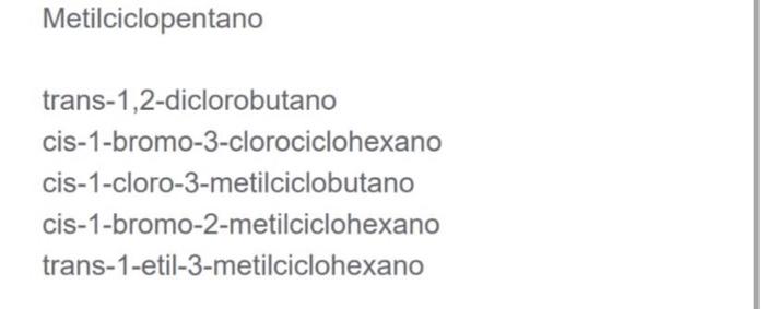 Solved Metilciclopentano trans-1,2-diclorobutano | Chegg.com