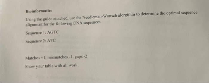 Solved Bioinformatic Using the guide attached, use the | Chegg.com