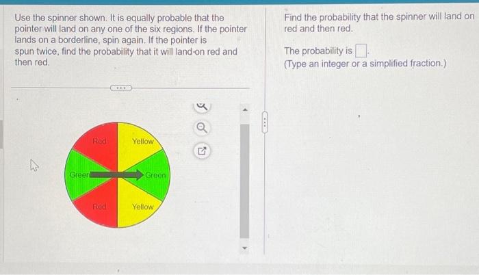 Solved Use the spinner shown. It is equally probable that | Chegg.com