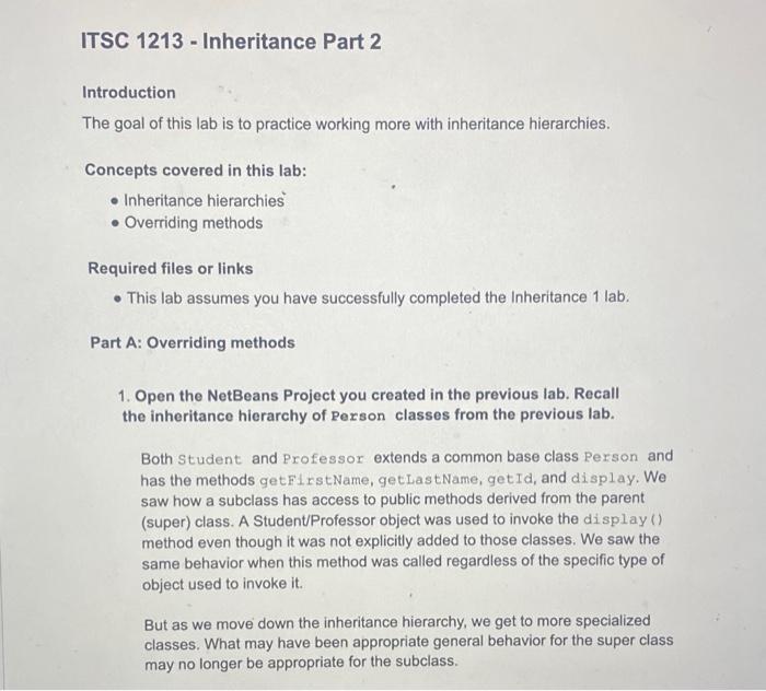 A: Overriding methods 1. Open the NetBeans Project | Chegg.com