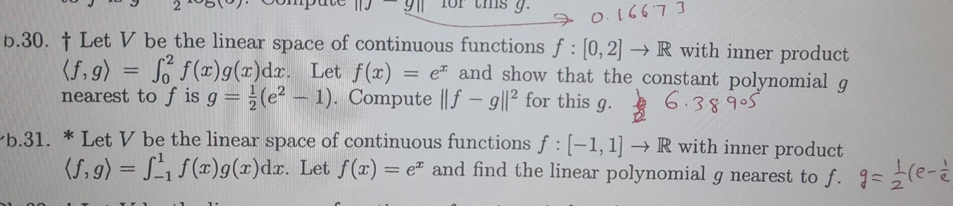 Solved .30. † Let V be the linear space of continuous | Chegg.com Solved .30. † Let V be the linear space of continuous | Chegg.com