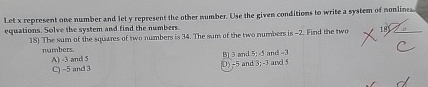 Solved Let x represent one number and let y represent the | Chegg.com