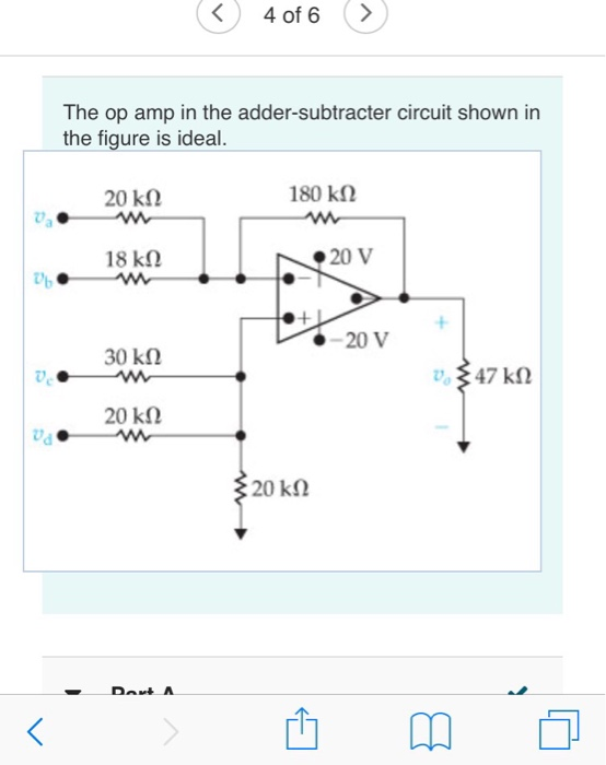 Solved «) 4 of 6 Σ The op amp in the adder-subtracter | Chegg.com