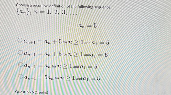 Solved Choose a recursive definition of the following | Chegg.com