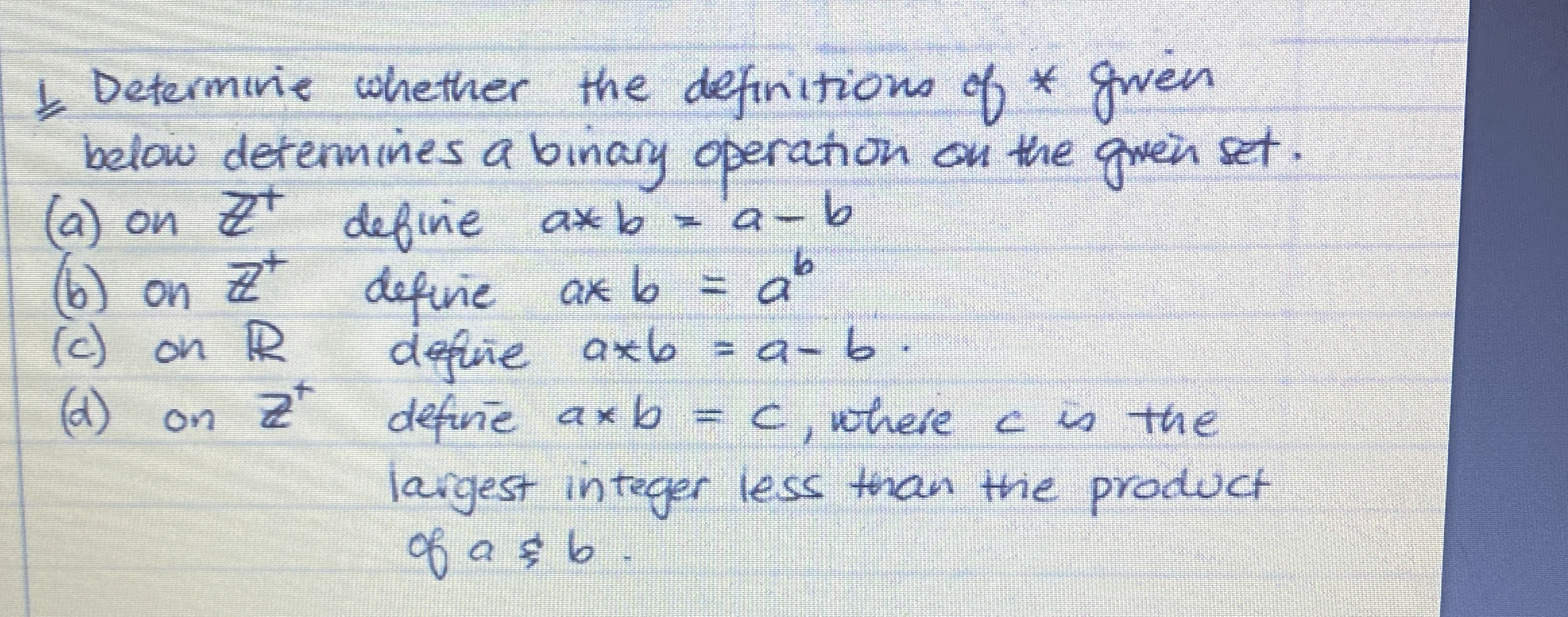 Solved 1 ﻿Determivie whether the definitions of * ﻿Gwenbelow | Chegg.com