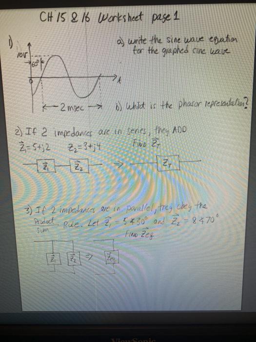 Solved CH 15 & 16 Worksheet pase 1 a write the sine wave | Chegg.com