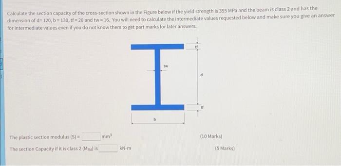 Solved Calculate the section capacity of the cross-section | Chegg.com
