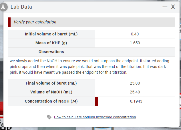 Solved Lab DataVerify your calculation.How do you calculate | Chegg.com
