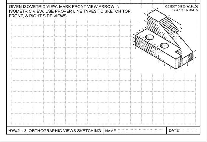 Solved GIVEN ISOMETRIC VIEW. MARK FRONT VIEW ARROW IN | Chegg.com