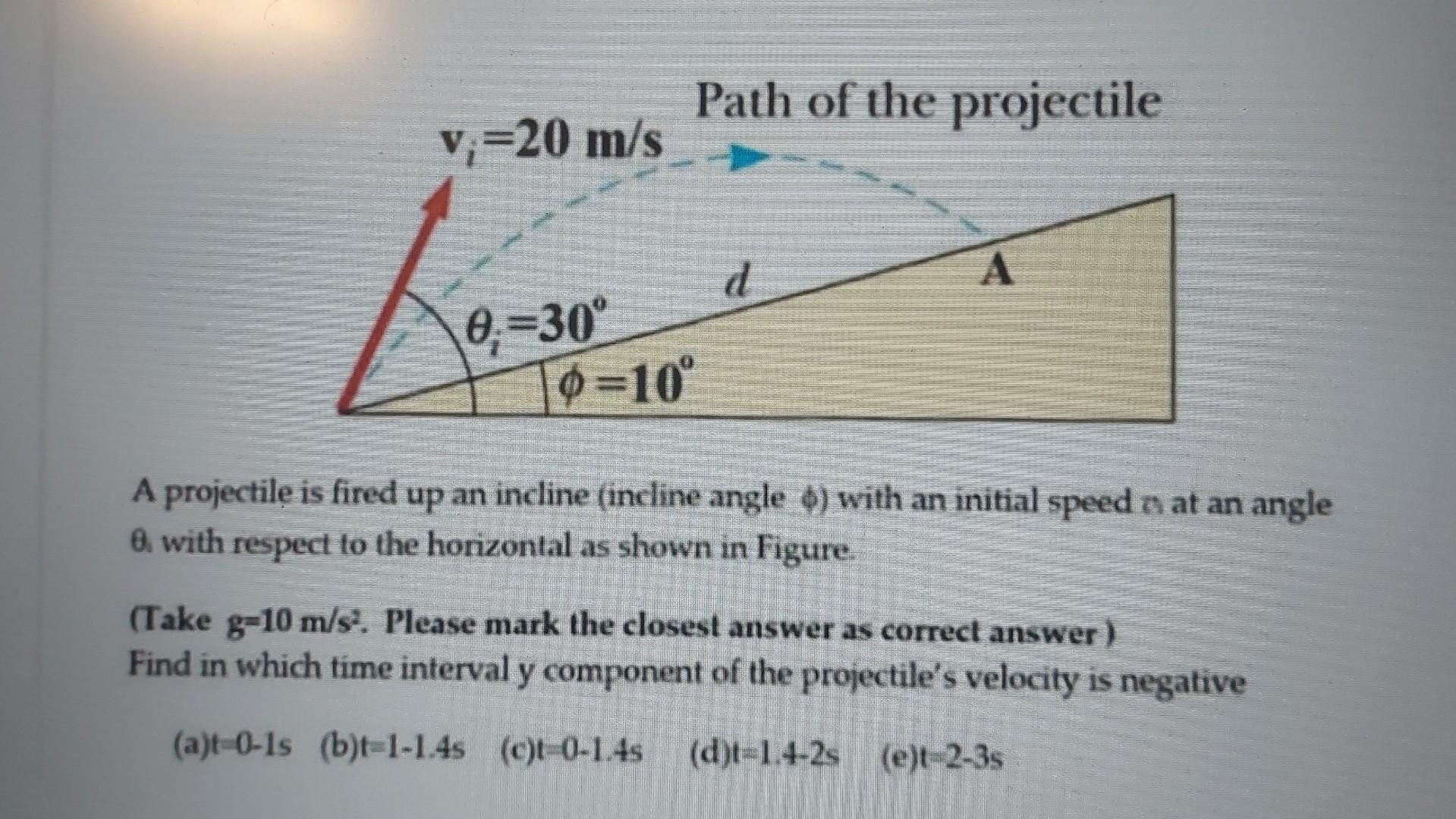 Solved A projectile is fired up an incline (incline angle ϕ | Chegg.com