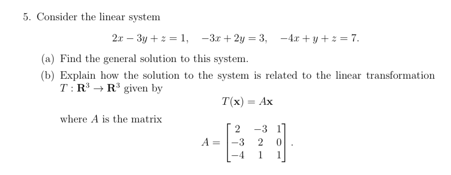 Solved Consider the linear | Chegg.com