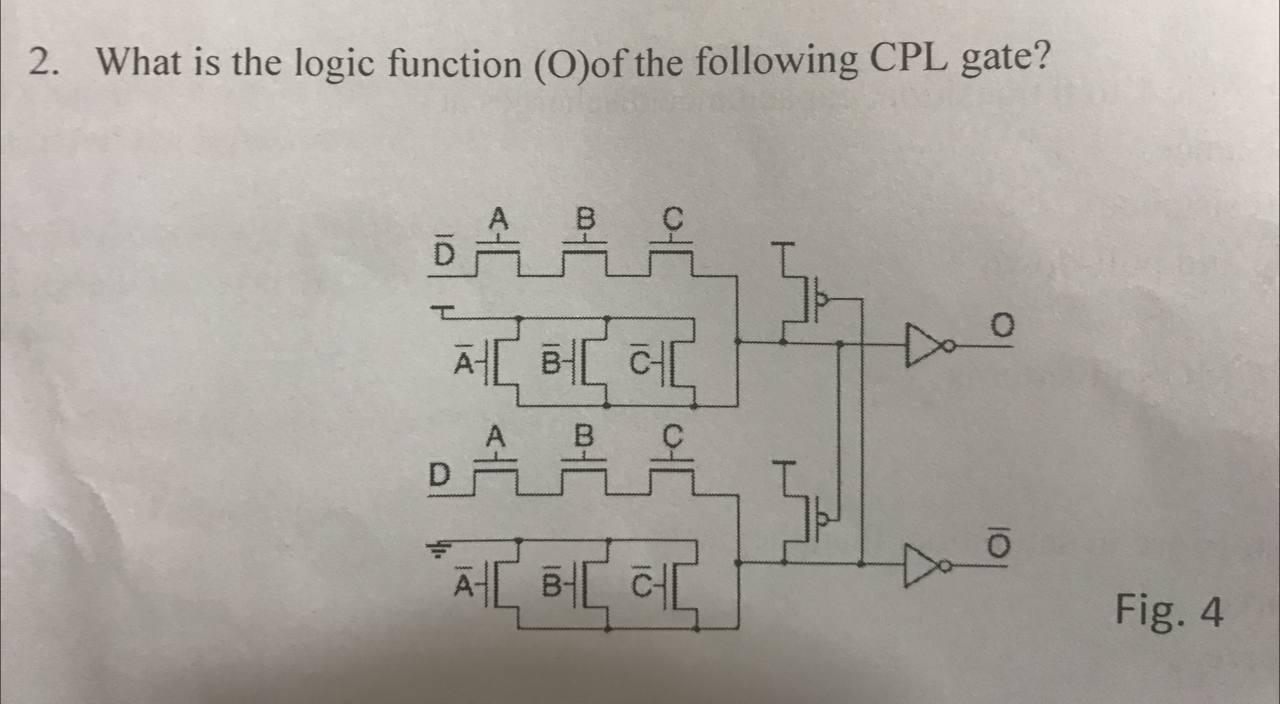 Solved 2. What is the logic function (O)of the following CPL | Chegg.com