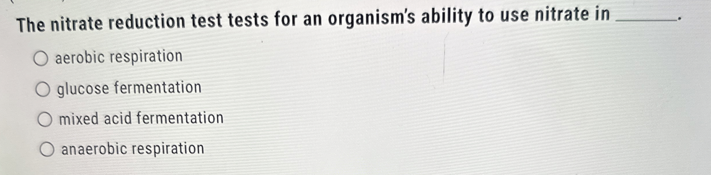 Solved The nitrate reduction test tests for an organism's | Chegg.com