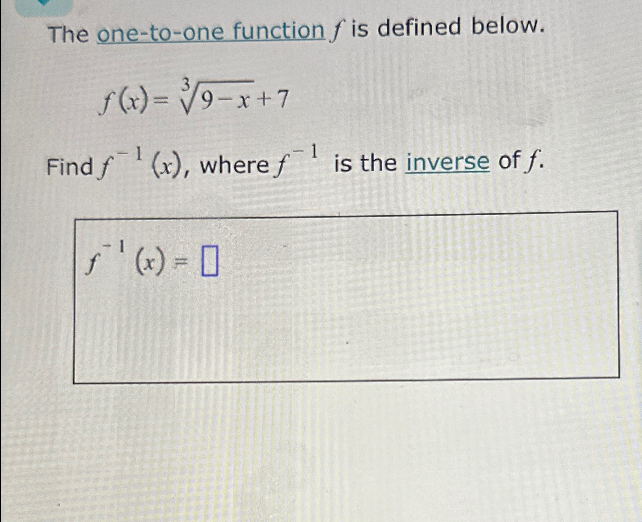 Solved The one-to-one function f ﻿is defined | Chegg.com | Chegg.com