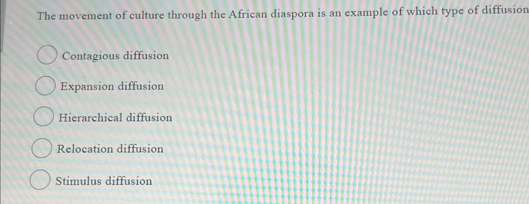 Solved The movement of culture through the African diaspora | Chegg.com