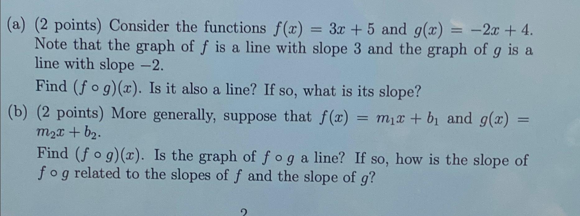 Solved (a) (2 ﻿points) ﻿Consider the functions f(x)=3x+5 | Chegg.com
