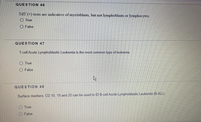 Solved QUESTION 46 TNT (+) tests are indicative of | Chegg.com