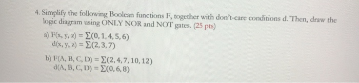 Solved 4. Simplify the following Boolean functions F, | Chegg.com