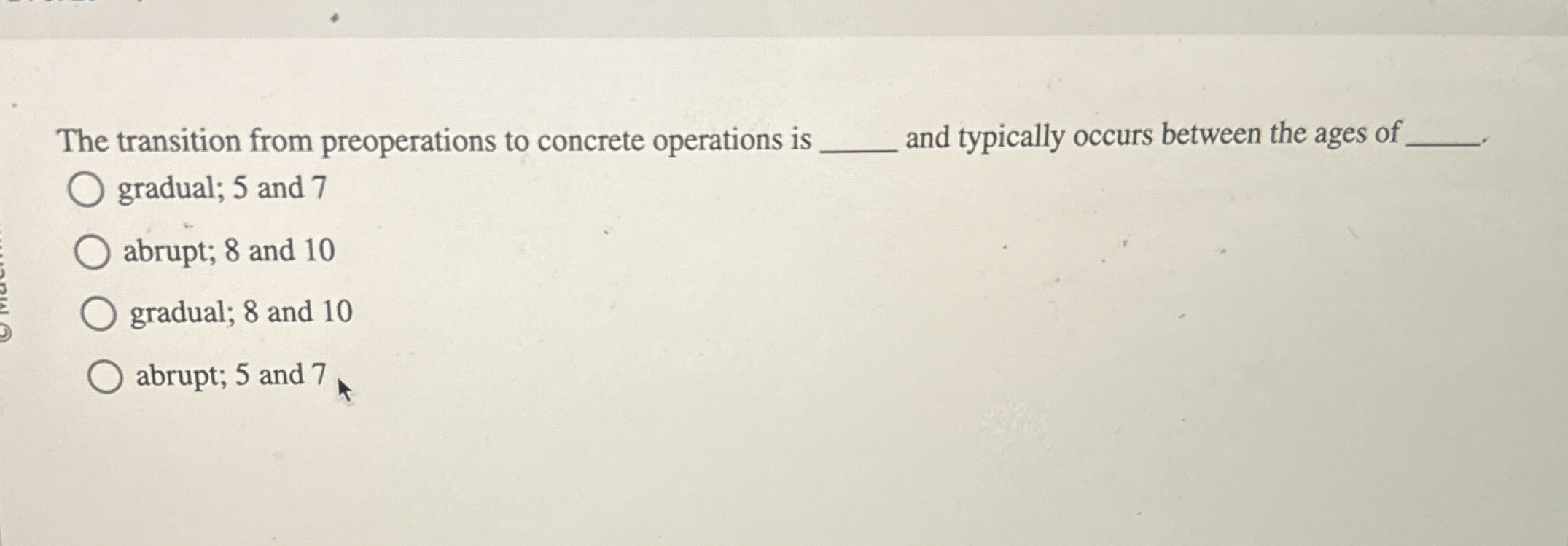 Solved The transition from preoperations to concrete | Chegg.com