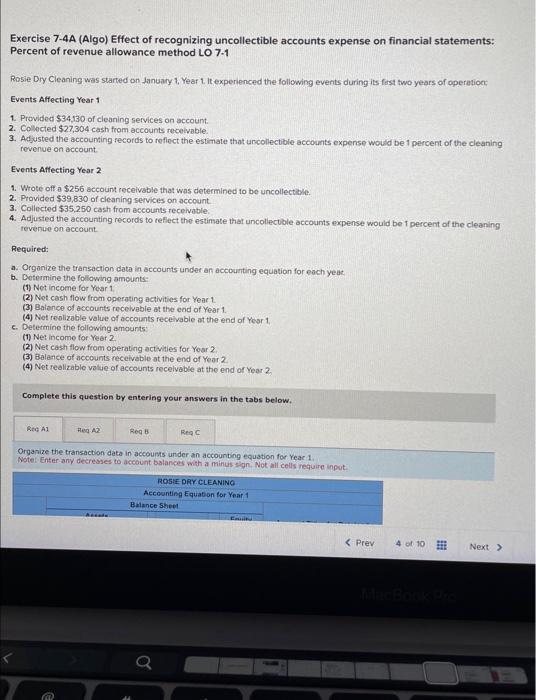 Solved Exercise 7-4A (Algo) Effect of recognizing | Chegg.com