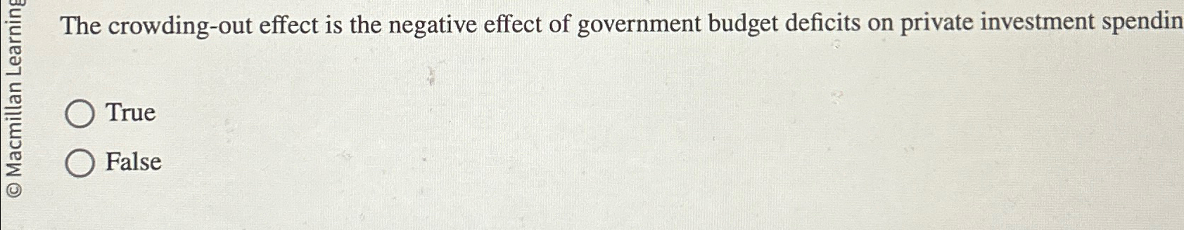 Solved The crowding-out effect is the negative effect of | Chegg.com