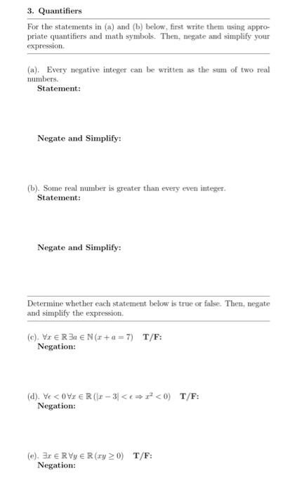 Solved 3. Quantifiers For the statements in (a) and (b) | Chegg.com
