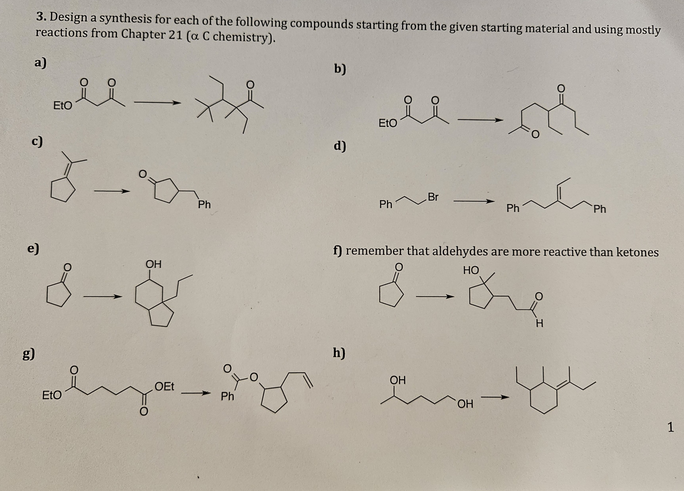 Solved (PLEASE DO ONLY PART B and G) ﻿Design a synthesis for | Chegg.com