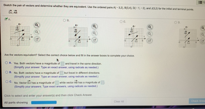 Solved Sketch the pair of vectors and determine whether they | Chegg.com