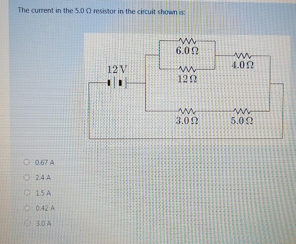 Solved The current in the 5.0 Q resistor in the circuit | Chegg.com