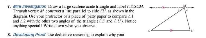 Solved 7. Mini-Investigation Draw a large scalene acute | Chegg.com