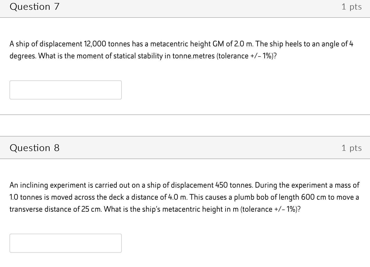 Solved A ship of displacement 12,000 tonnes has a | Chegg.com