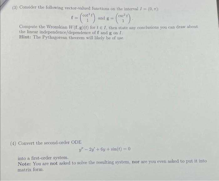 (3) Consider the following vector-valued functions on | Chegg.com