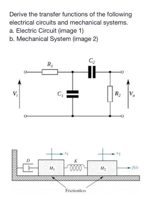 Solved Derive the transfer functions of the following | Chegg.com