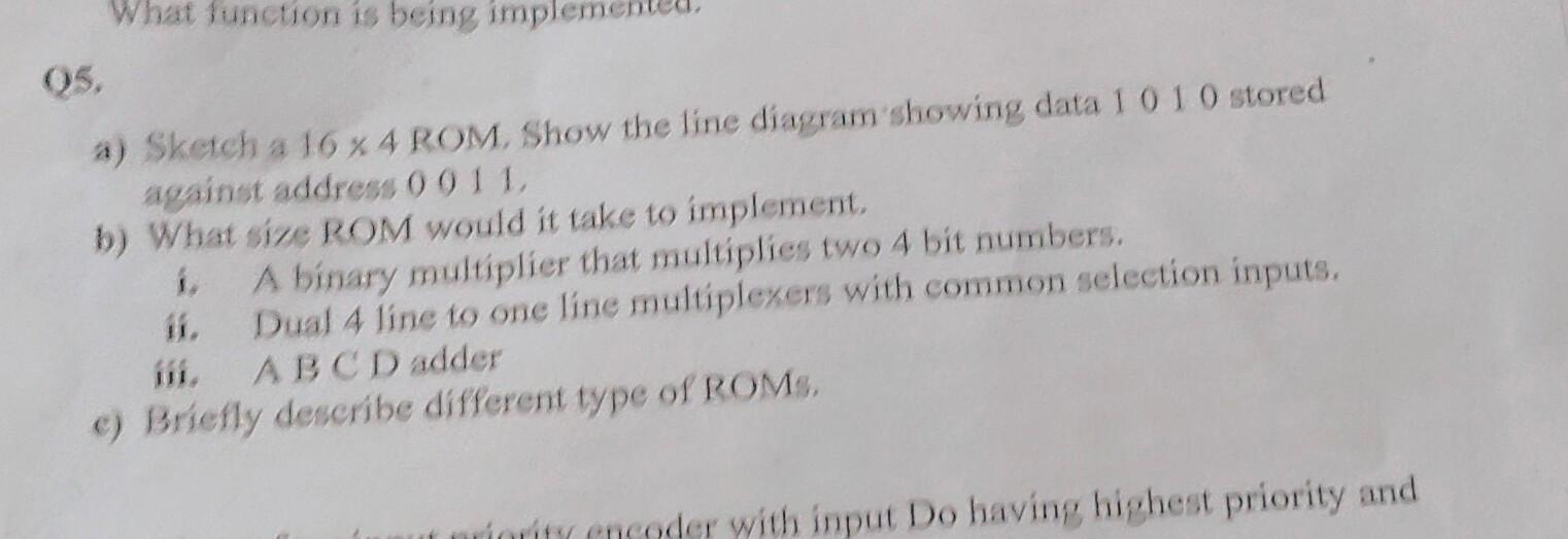 a) Sketch a 16×4 ROM. Show the line diagram showing | Chegg.com