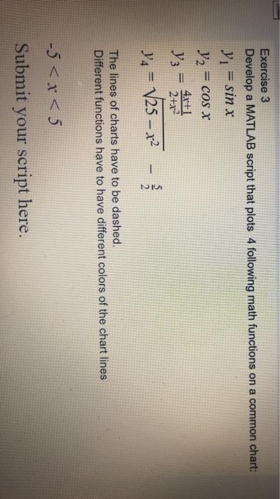 Solved Exercise 3 Develop a MATLAB script that plots 4 | Chegg.com