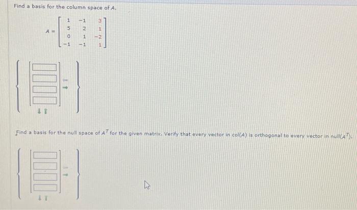 Solved Find a basis for the column space of A. | Chegg.com