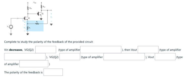Solved Complete to study the polarity of the feedback of the | Chegg.com