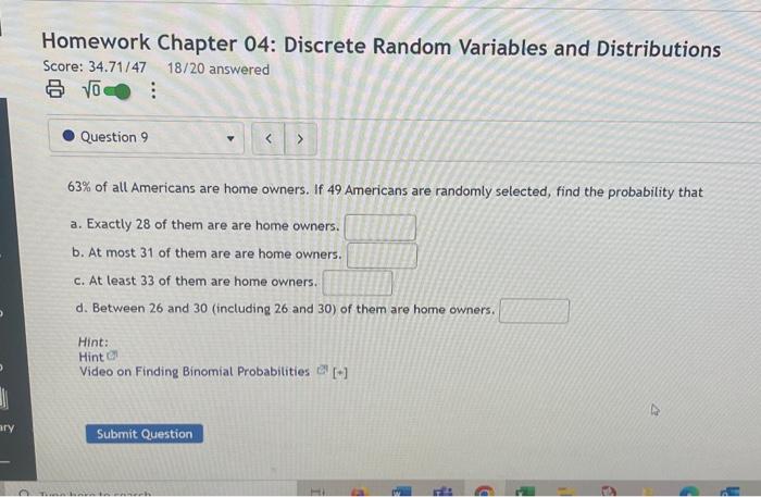Solved Homework Chapter 04: Discrete Random Variables and | Chegg.com