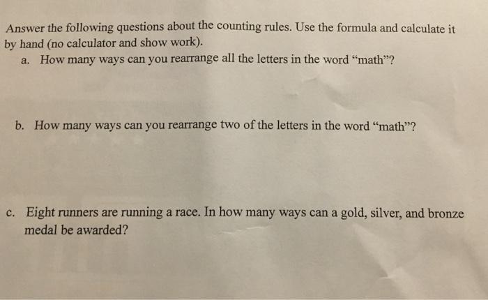 Solved Answer the following questions about the counting | Chegg.com